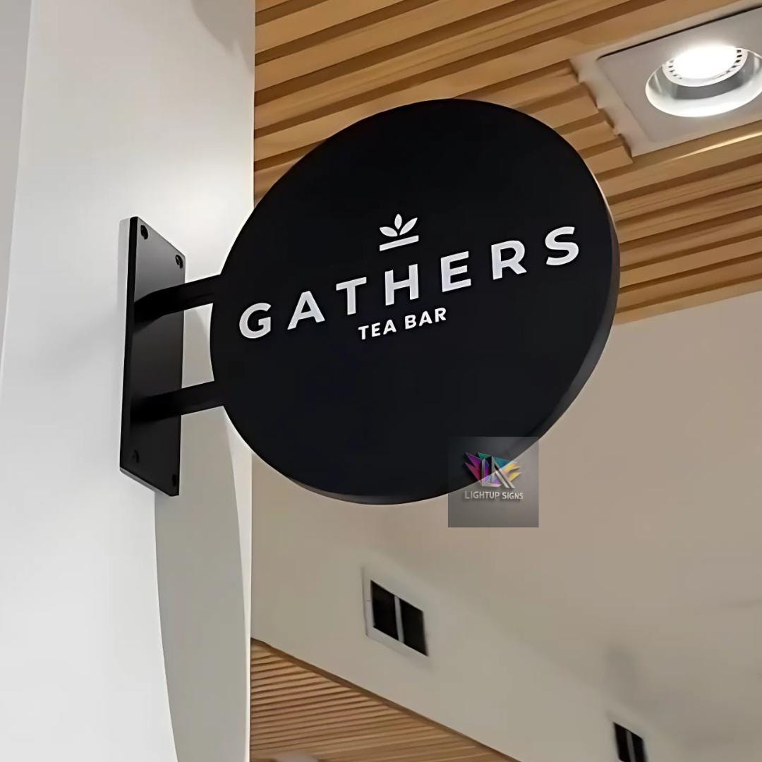 Custom Round Blade Sign, Storefront Blade Sign, Wall Mounted Metal ...