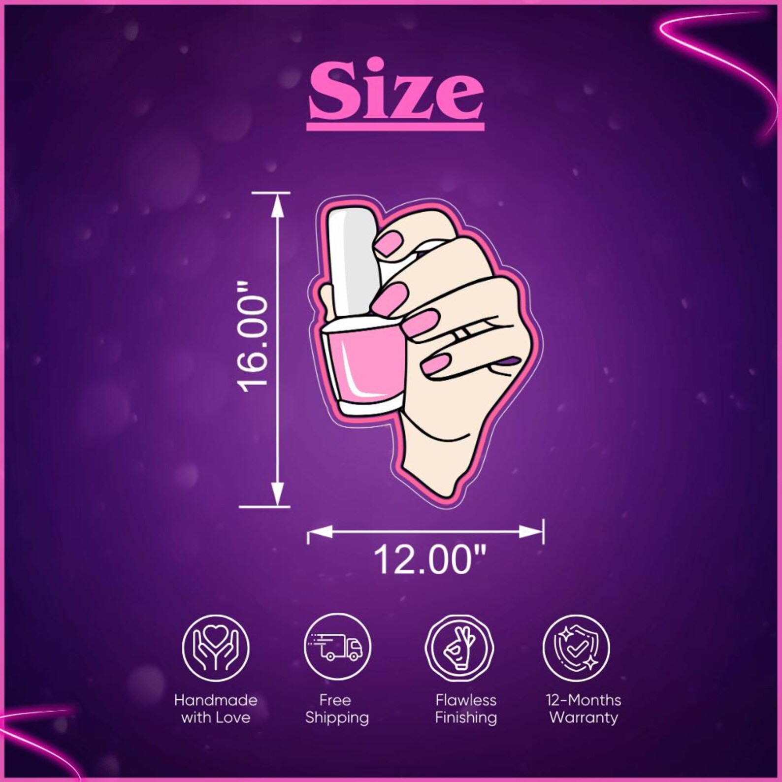 Nail Polish Hand UV Neon Sign | UV Print Sign | Acrylic Led Neon Sign ...