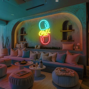 Chill Pill Neon Sign | Capsule Neon Sign | Chill Led Sign | Neon Wall ...
