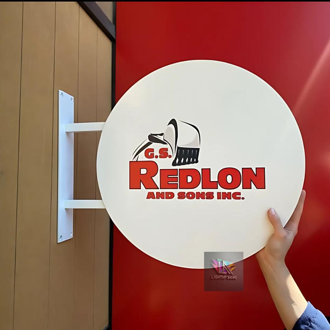 Custom Round Shop Sign, Storefront Blade Sign, Wall Mounted Metal Blade ...