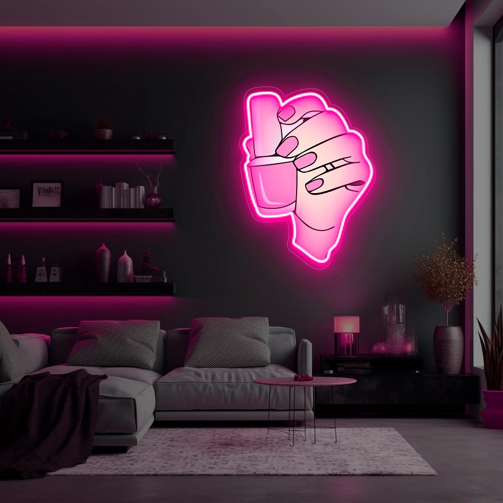Nail Polish Hand UV Neon Sign | UV Print Sign | Acrylic Led Neon Sign ...