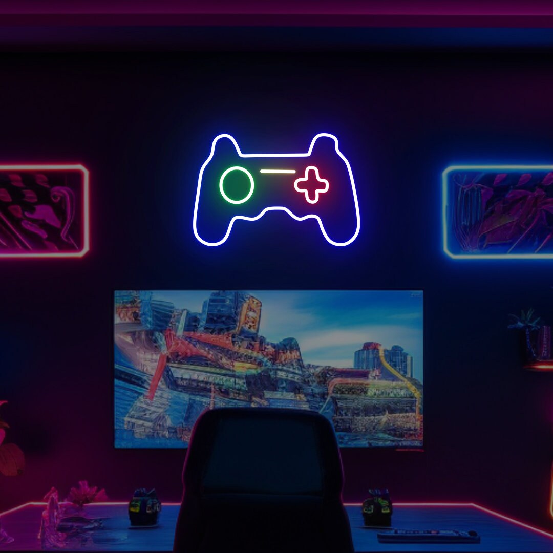 Game Controller Neon Sign | Game Room Decor | Game Pad Neon Sign ...