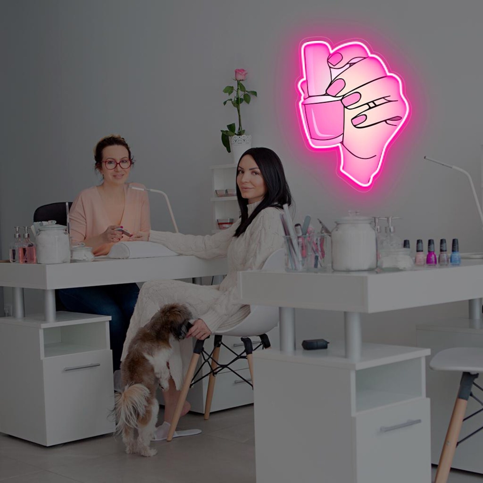 Nail Polish Hand UV Neon Sign | UV Print Sign | Acrylic Led Neon Sign ...