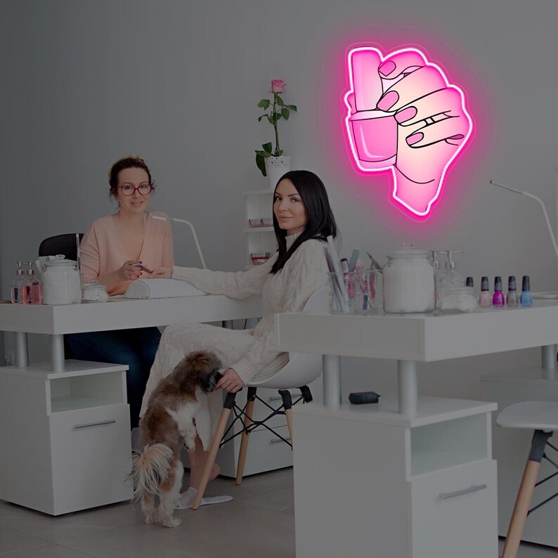 Nail Polish Hand UV Neon Sign | UV Print Sign | Acrylic Led Neon Sign ...