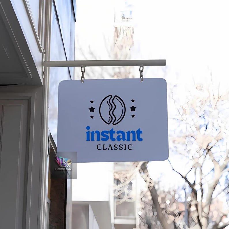 Modern Metal Cafe Blade Sign | Metal Round Hanging Blade Sign | 3D ...