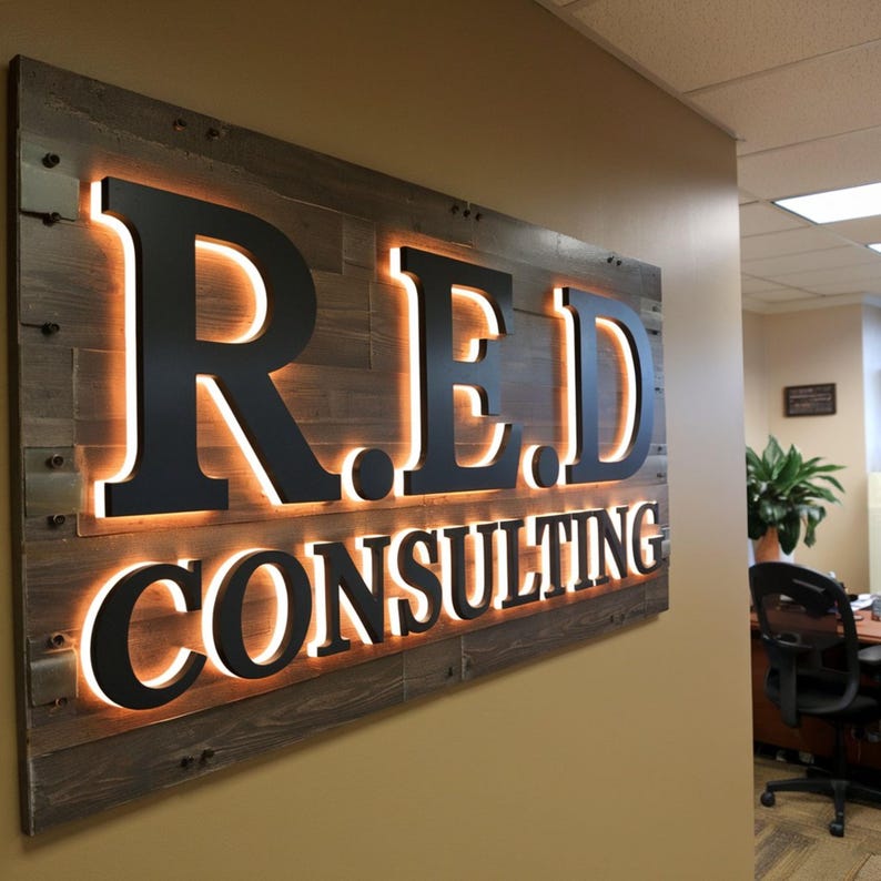 Custom 3D Metal Backlit Sign, Personalized LED Business Logo Sign ...