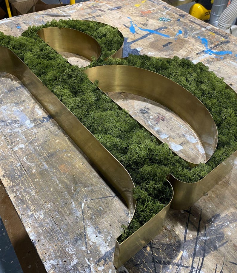 Custom 3D Moss Logo Sign for Office, Moss Wall Decor, Moss Letters Sign, Moss Metal Sign, Moss ...