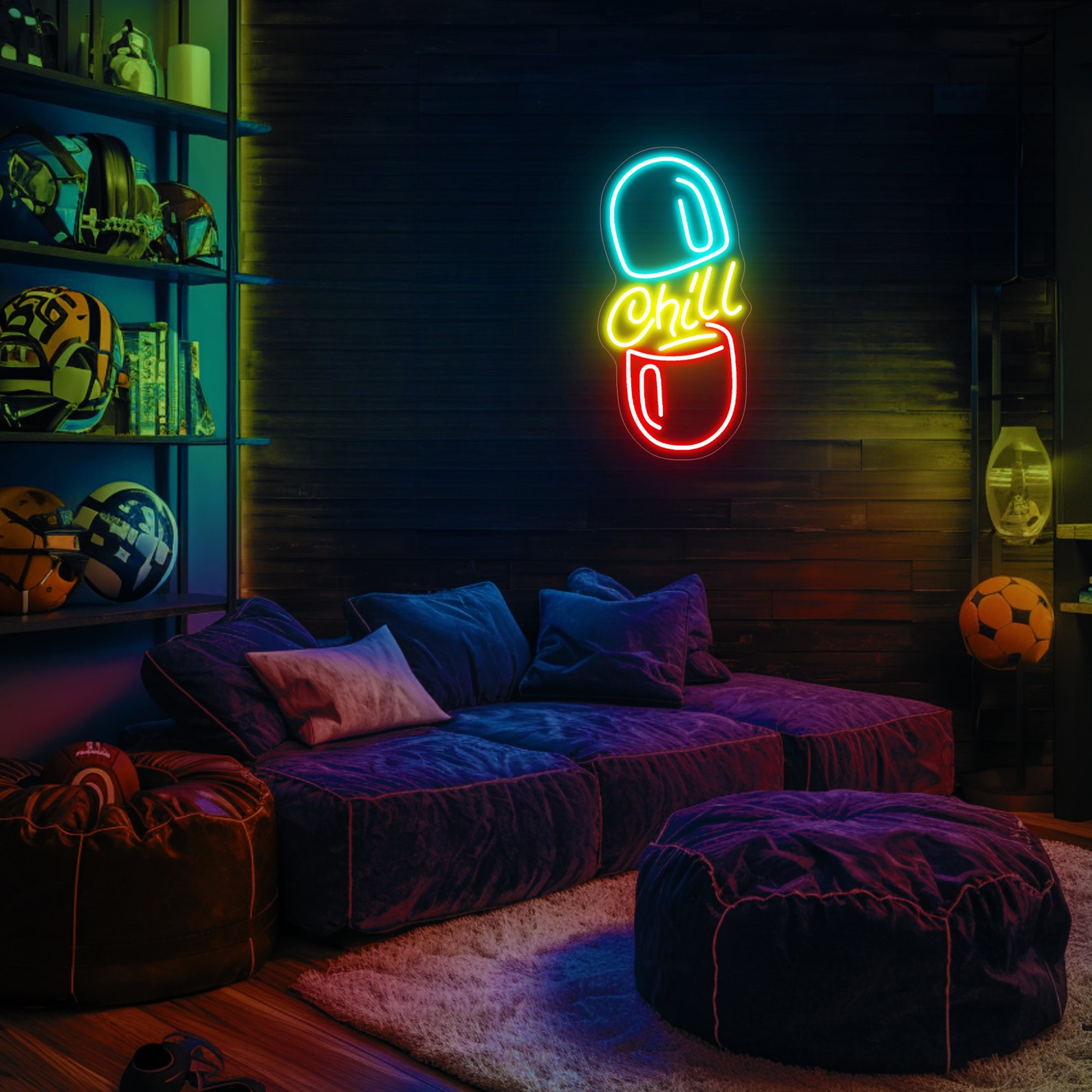 Chill Pill Neon Sign | Capsule Neon Sign | Chill Led Sign | Neon Wall ...