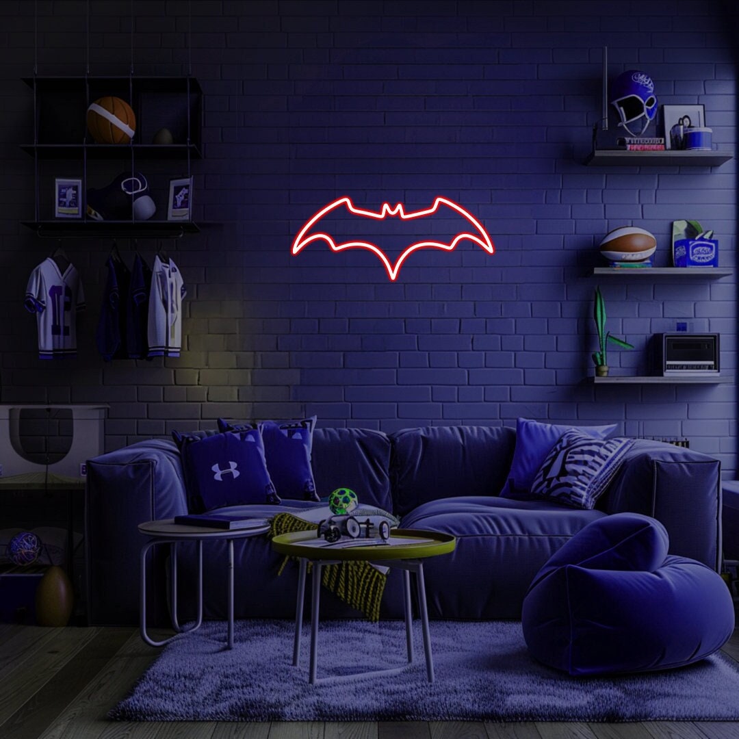 Batman Led Neon Sign Game Room Decor Bat Led Light Bat Decor Kids Room ...