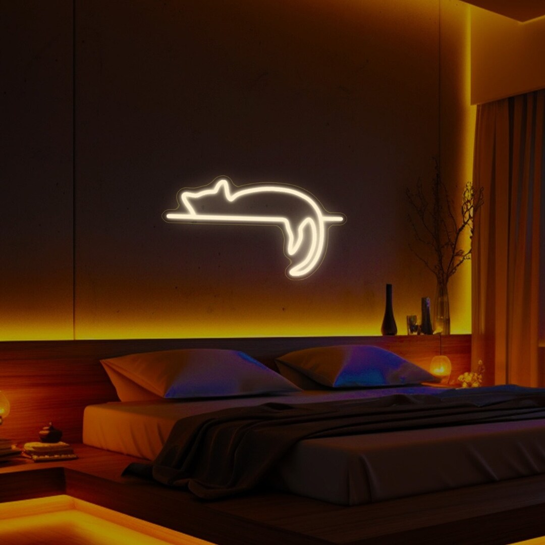Laying Cat Neon Sign Cat Wall Decor Cat Led Sign Pet Neon Light Neon ...