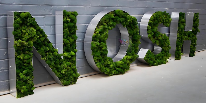 Custom Moss Wall Sign, 3D Moss Logo Sign for Office, Moss Wall Decor ...