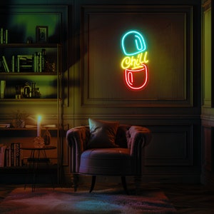 Chill Pill Neon Sign | Capsule Neon Sign | Chill Led Sign | Neon Wall ...