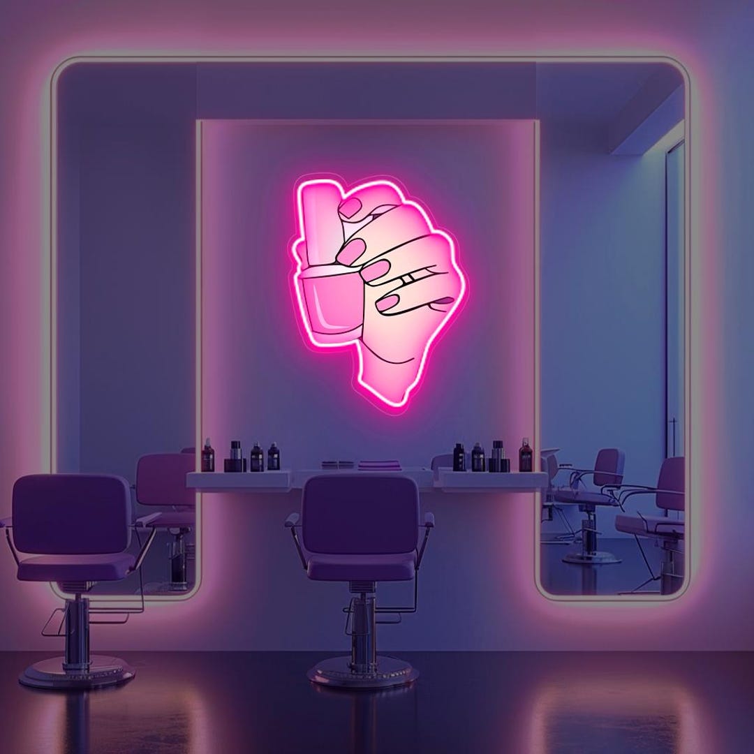Nail Polish Hand UV Neon Sign | UV Print Sign | Acrylic Led Neon Sign ...