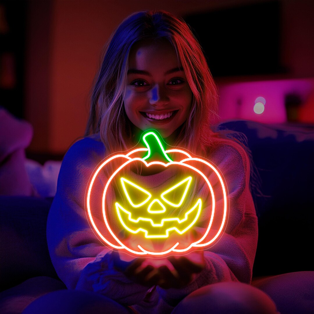 Pumpkin Neon Sign | Halloween Neon Sign | Halloween Party Sign ...