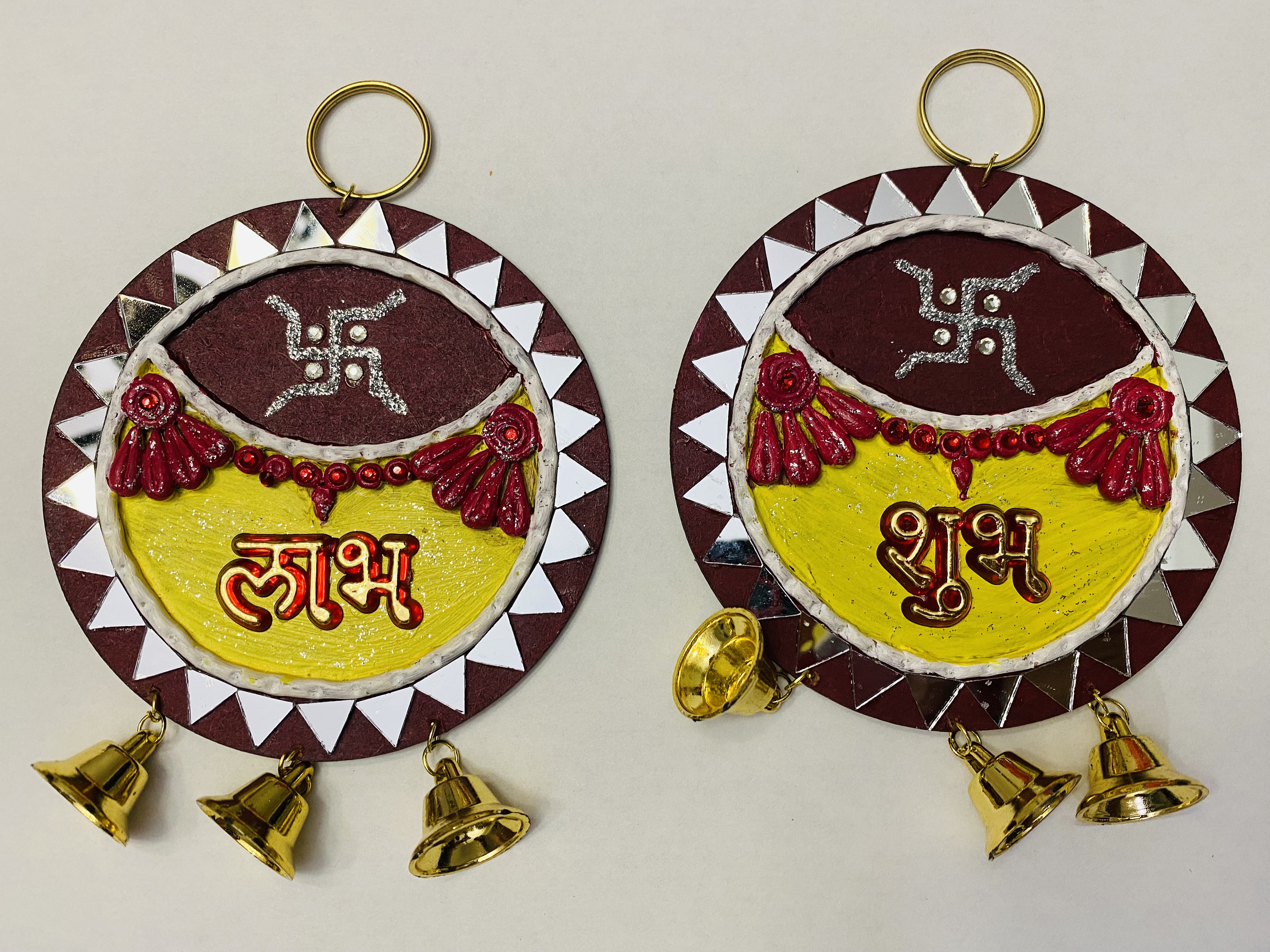 Set of Shubh Labh Lippan Art, Clay and Mirror Art for Wall or Door ...