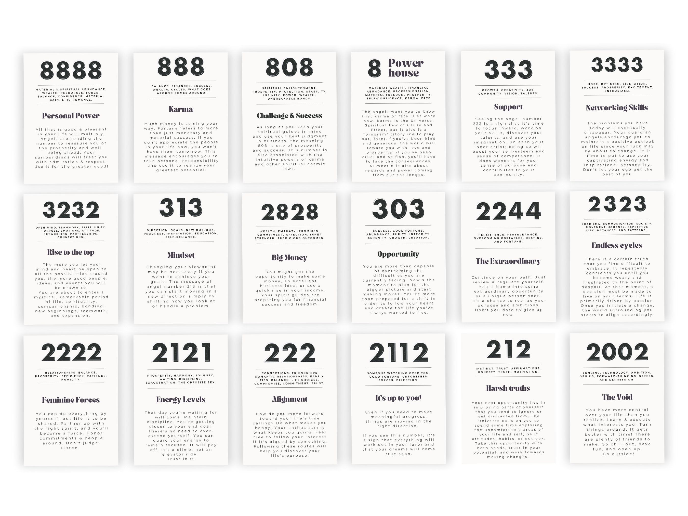 Angel Numbers Oracle Cards, Angel Number Affirmation Cards, Printable ...