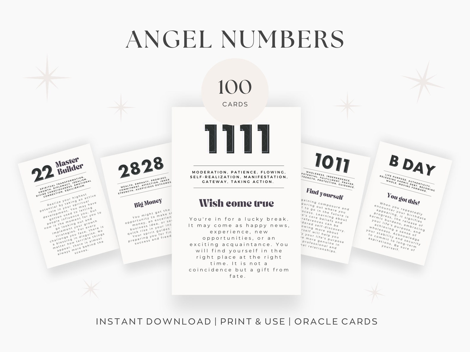 Angel Numbers Oracle Cards, Angel Number Affirmation Cards, Printable ...