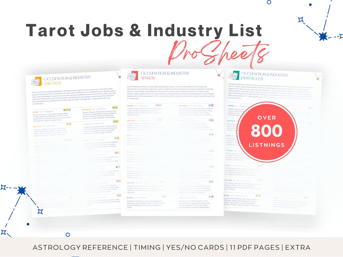 Tarot Cheat Sheet Career Jobs & Careers Tarot Reference - Etsy