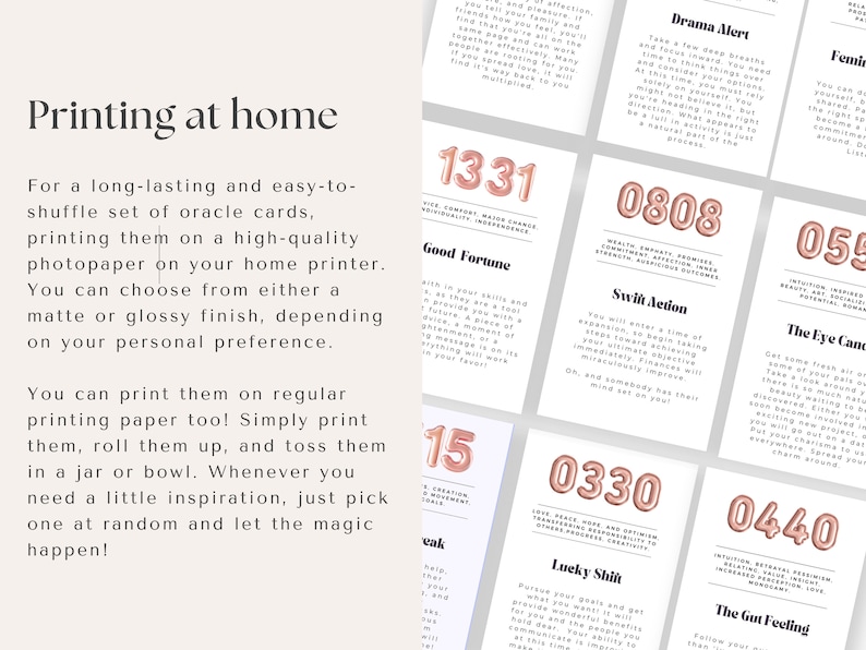 Angel Numbers Oracle Cards Oracle Cards for Print Printable - Etsy