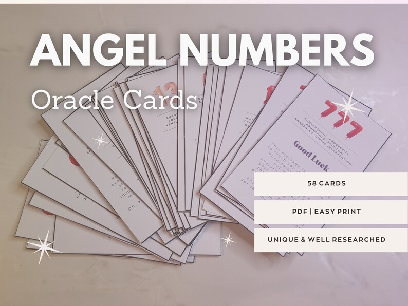 Angel Numbers Oracle Cards Oracle Cards for Print Printable - Etsy