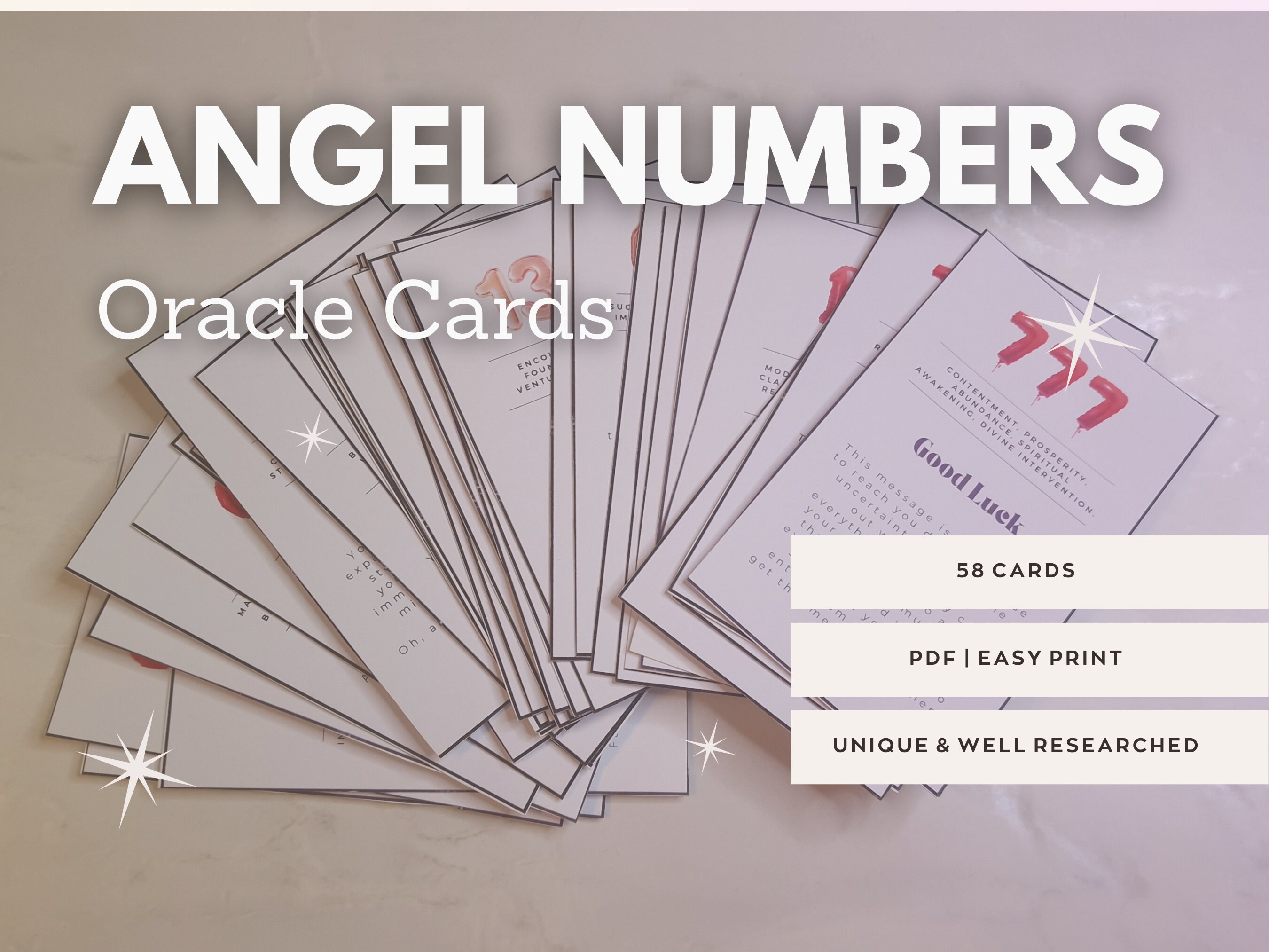 Angel Numbers Oracle Cards Oracle Cards for Print Printable - Etsy