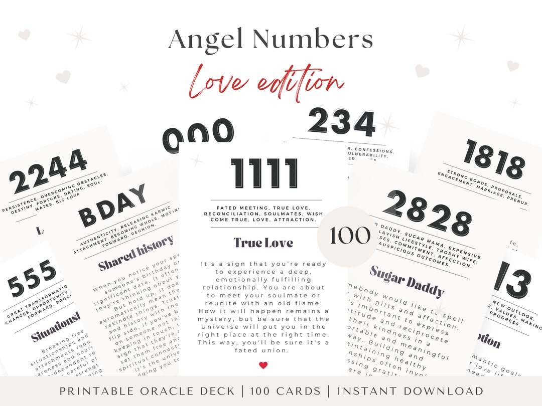 Angel Number Oracle Cards, Printable Love Affirmation Cards ...