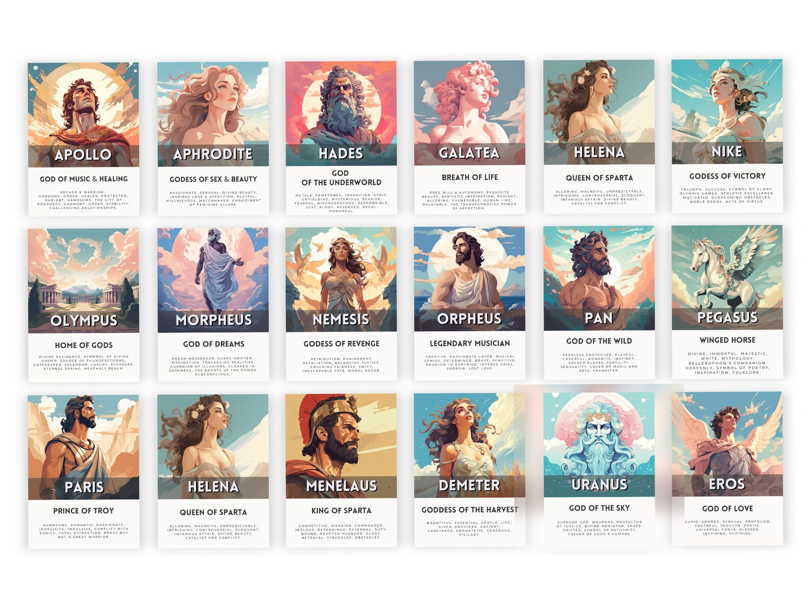 Printable Oracle Deck | GREEK MYTHOLOGY ORACLE | Printable Oracle Cards ...