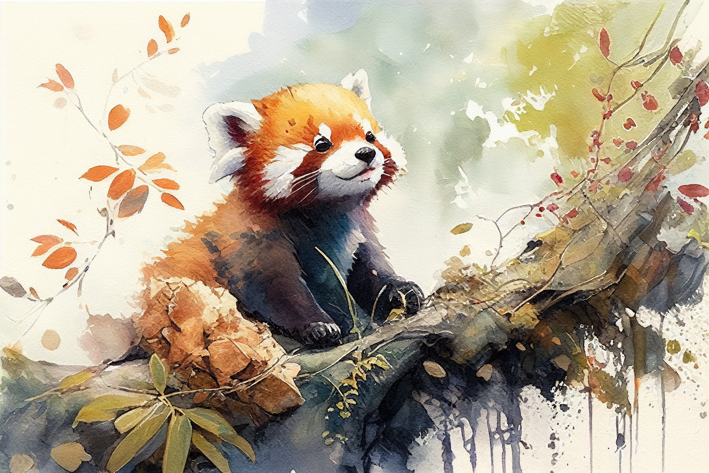 Red Panda Watercolour Digital Print - Add a Touch of Cuteness to Your ...