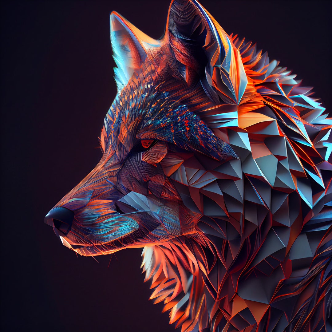 Chromatic Wolf Digital Print : Howl With Colour! - Etsy