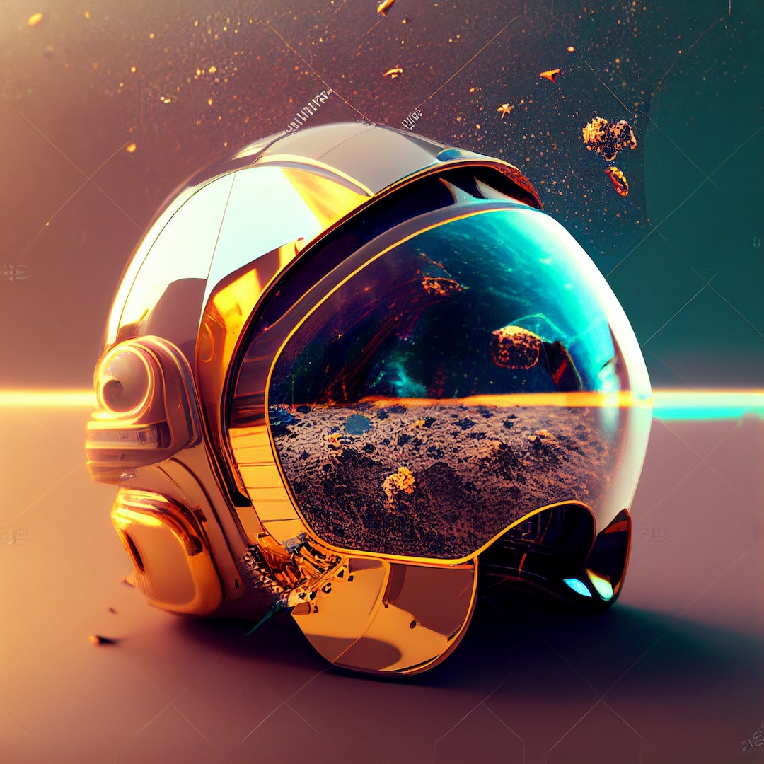 Futuristic Helmet Digital Print : Gear up Your Space - Etsy