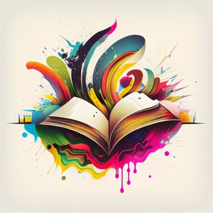 Colorful Book Swirls Poster: Whimsical Art Print (digital Download) - Etsy