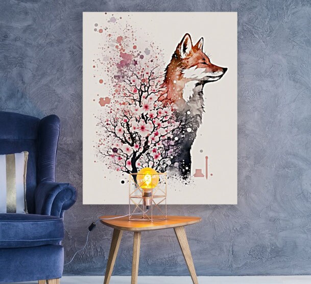 Sakura Fox Watercolour Digital Print : Bring the Cherry Blossoms Home ...