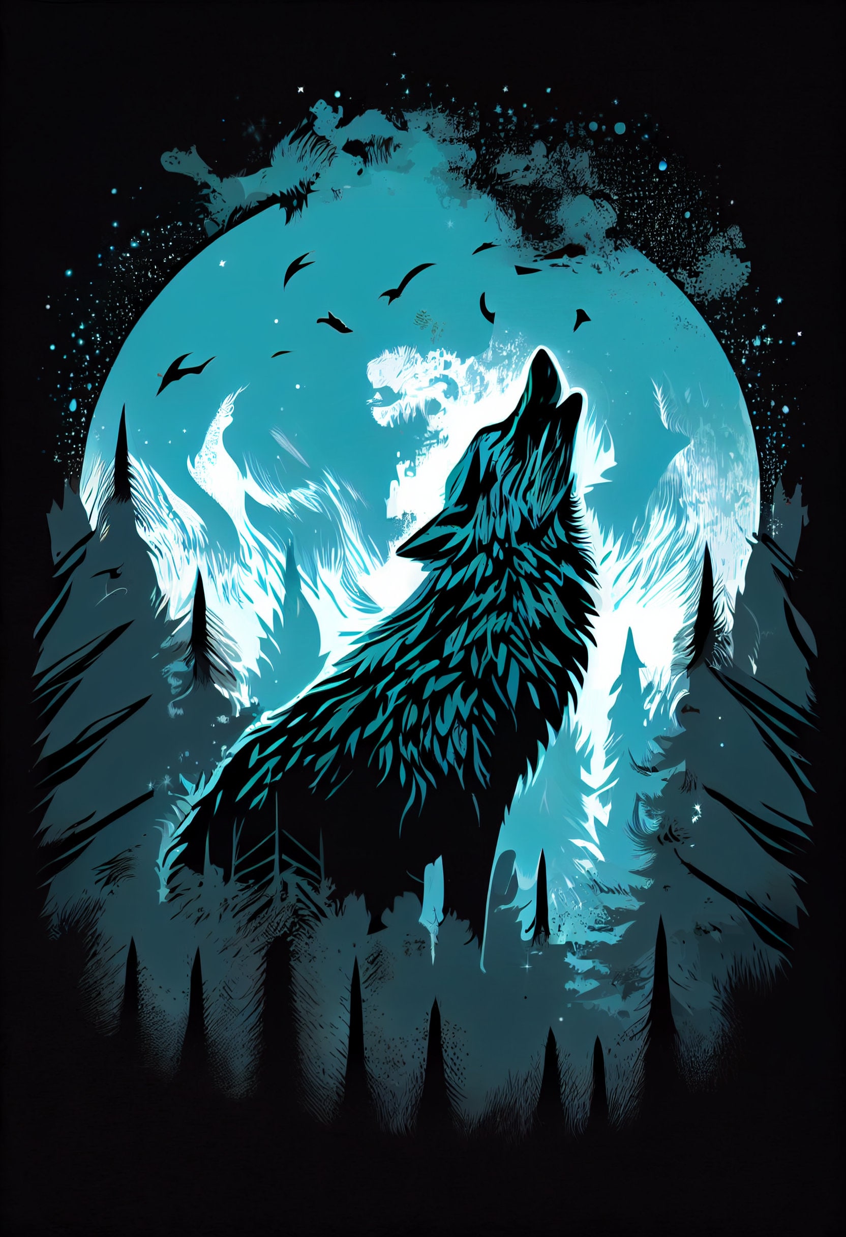 Night Wolf Digital Print : Howl With Colour! - Etsy
