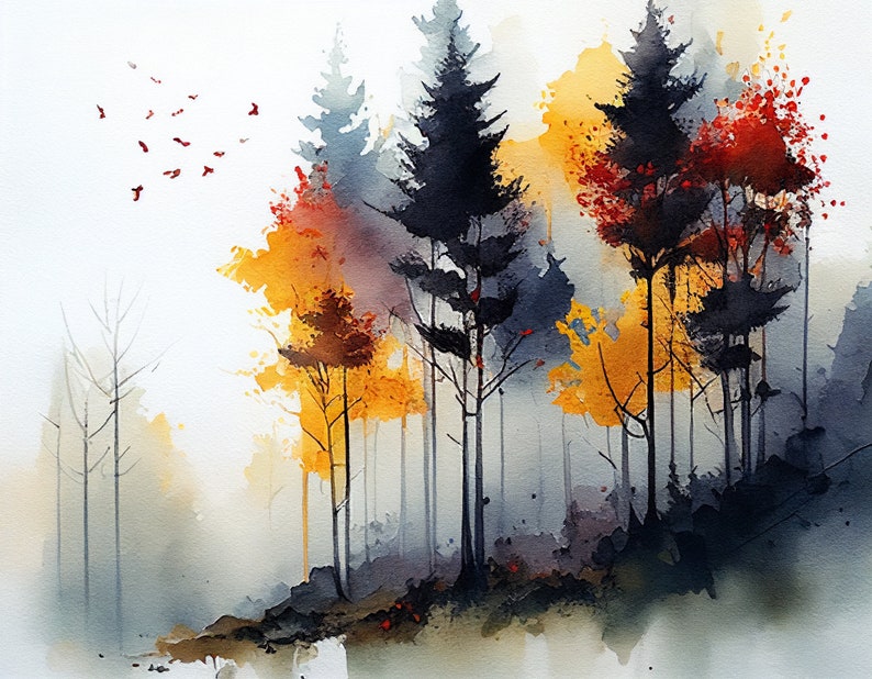 Forest Watercolour Digital Print: Illuminate Your Space! - Etsy
