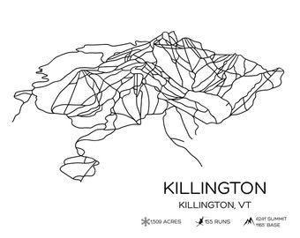 Killington Ski Trail Map With Color - Etsy