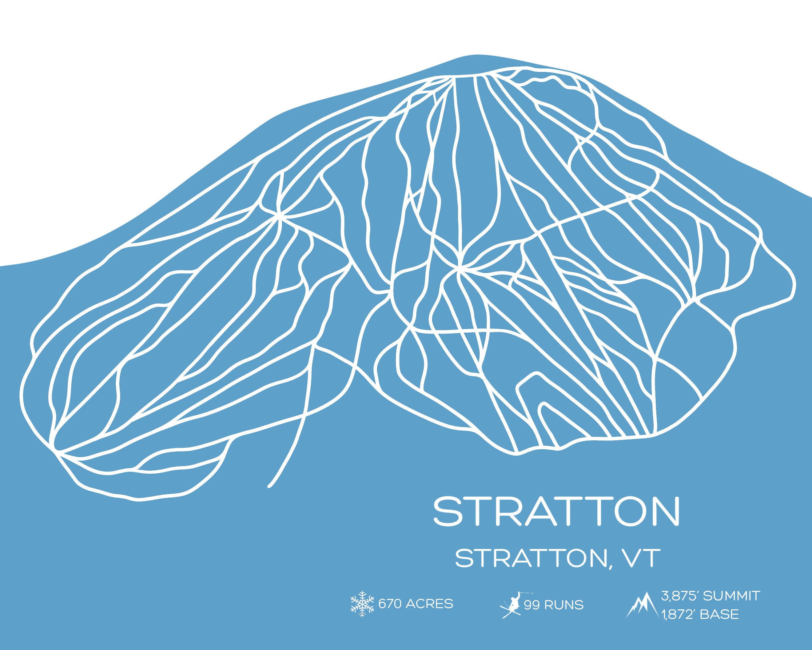 Stratton Ski Trail Map With Color - Etsy