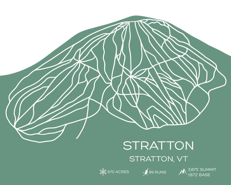 Stratton Ski Trail Map With Color - Etsy