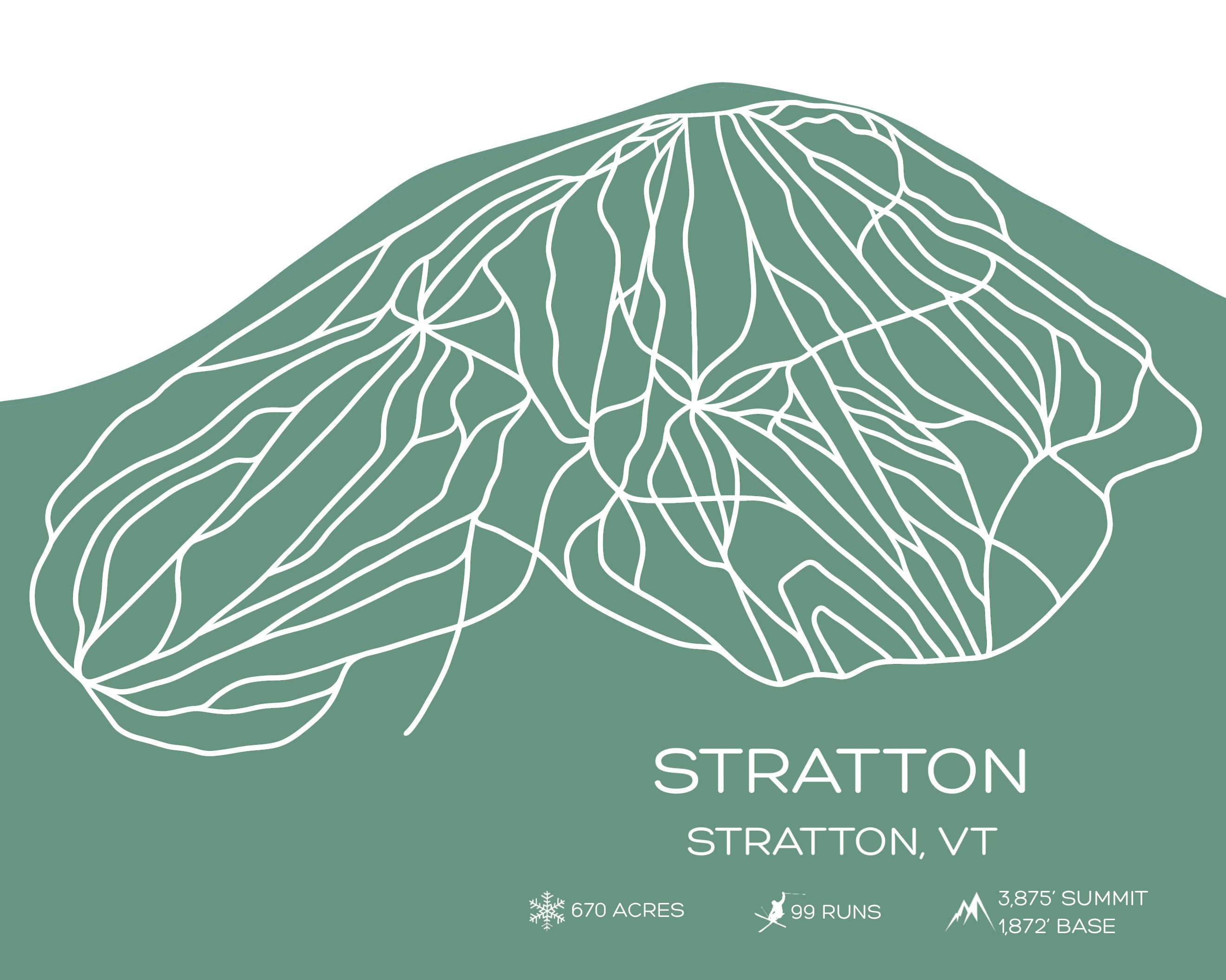 Stratton Ski Trail Map With Color - Etsy