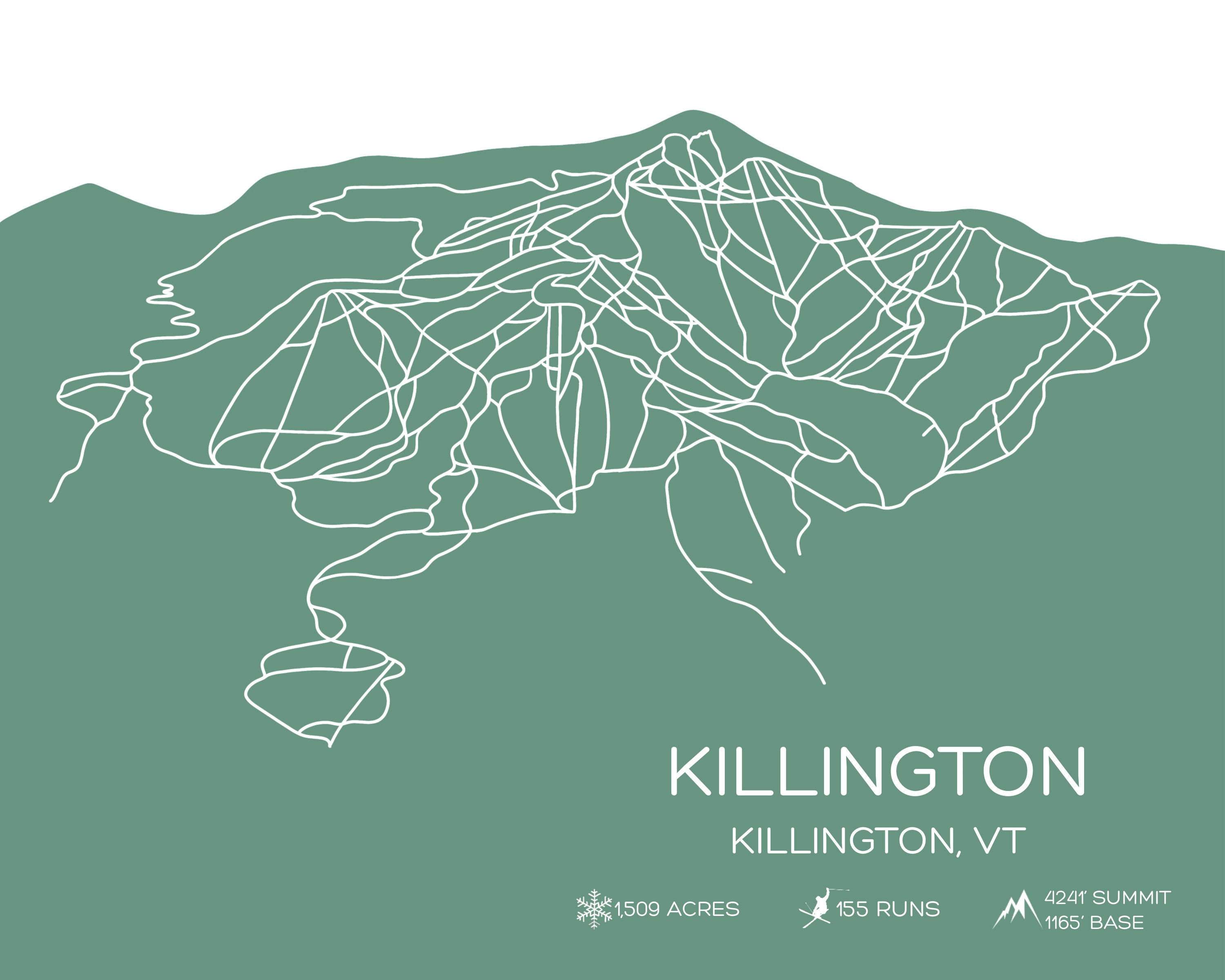 Killington Ski Trail Map With Color - Etsy