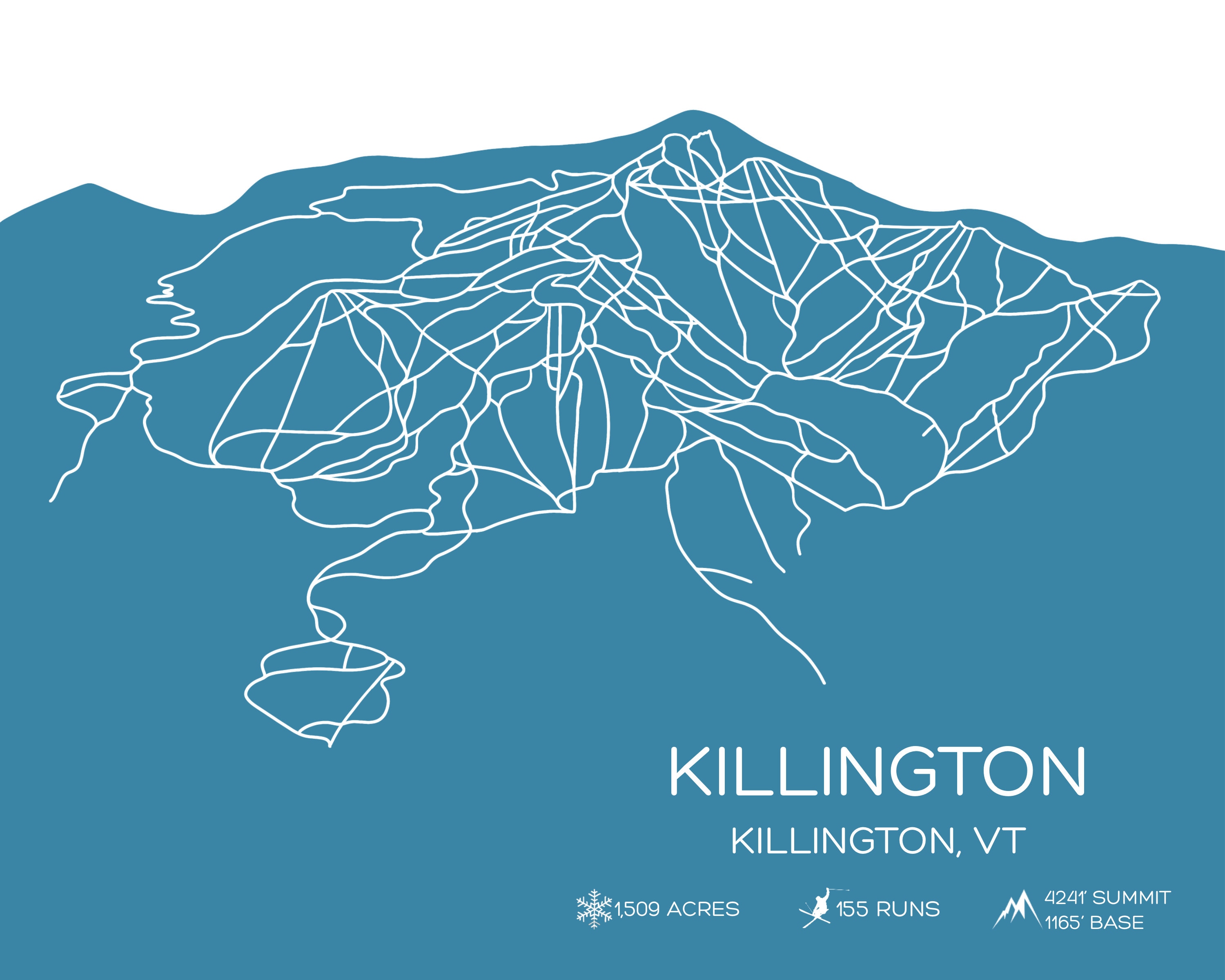 Killington Ski Trail Map With Color - Etsy