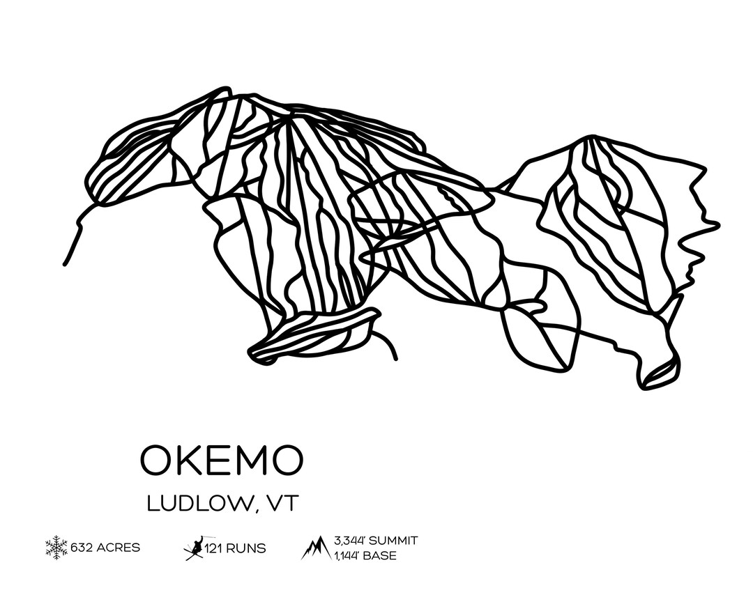 Okemo Mountain Ski Map - Etsy