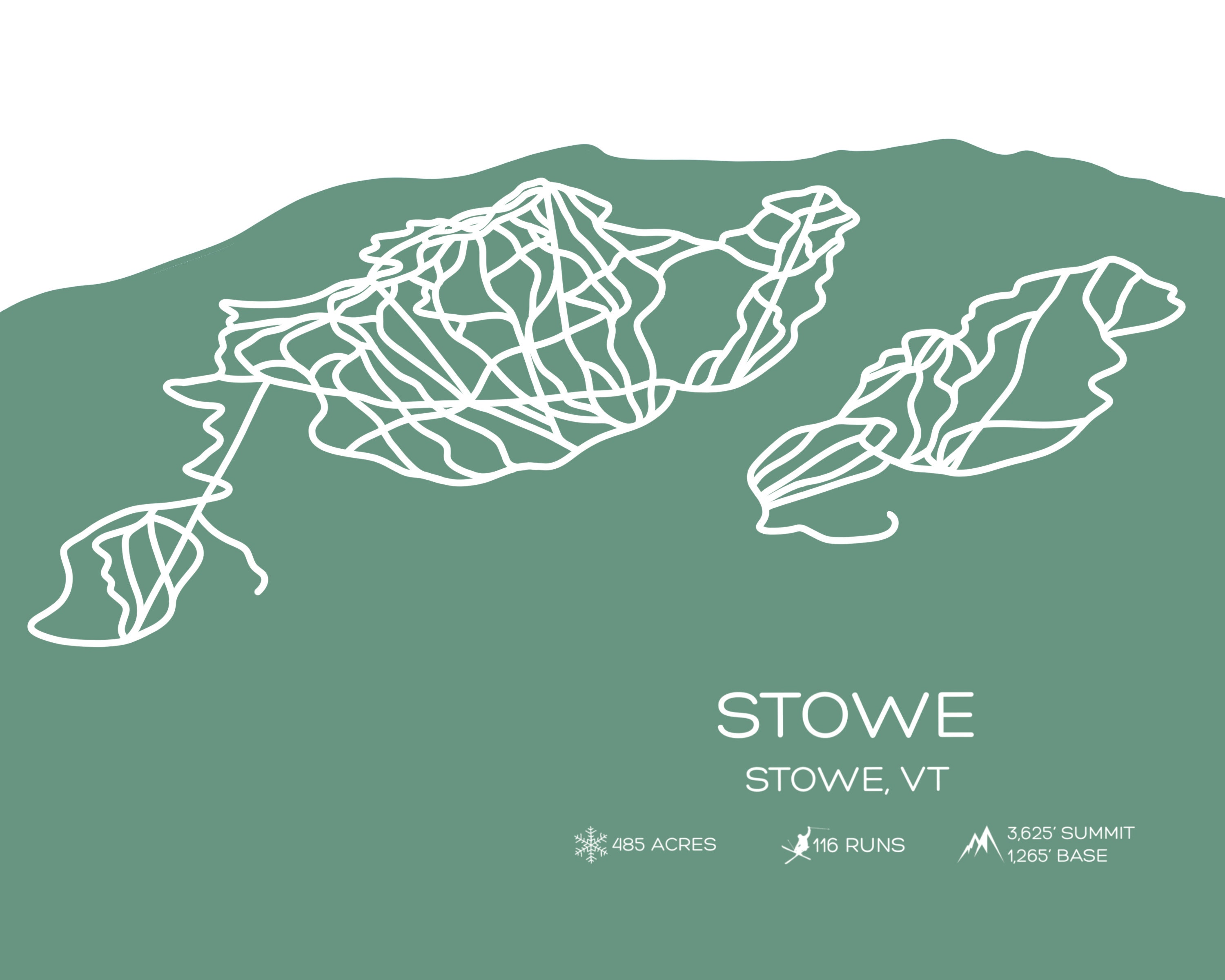 Stowe Ski Trail Map With Color - Etsy