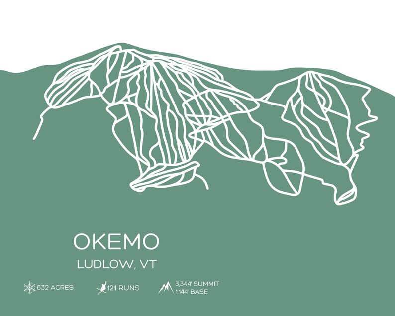 Okemo Ski Trail Map With Color - Etsy