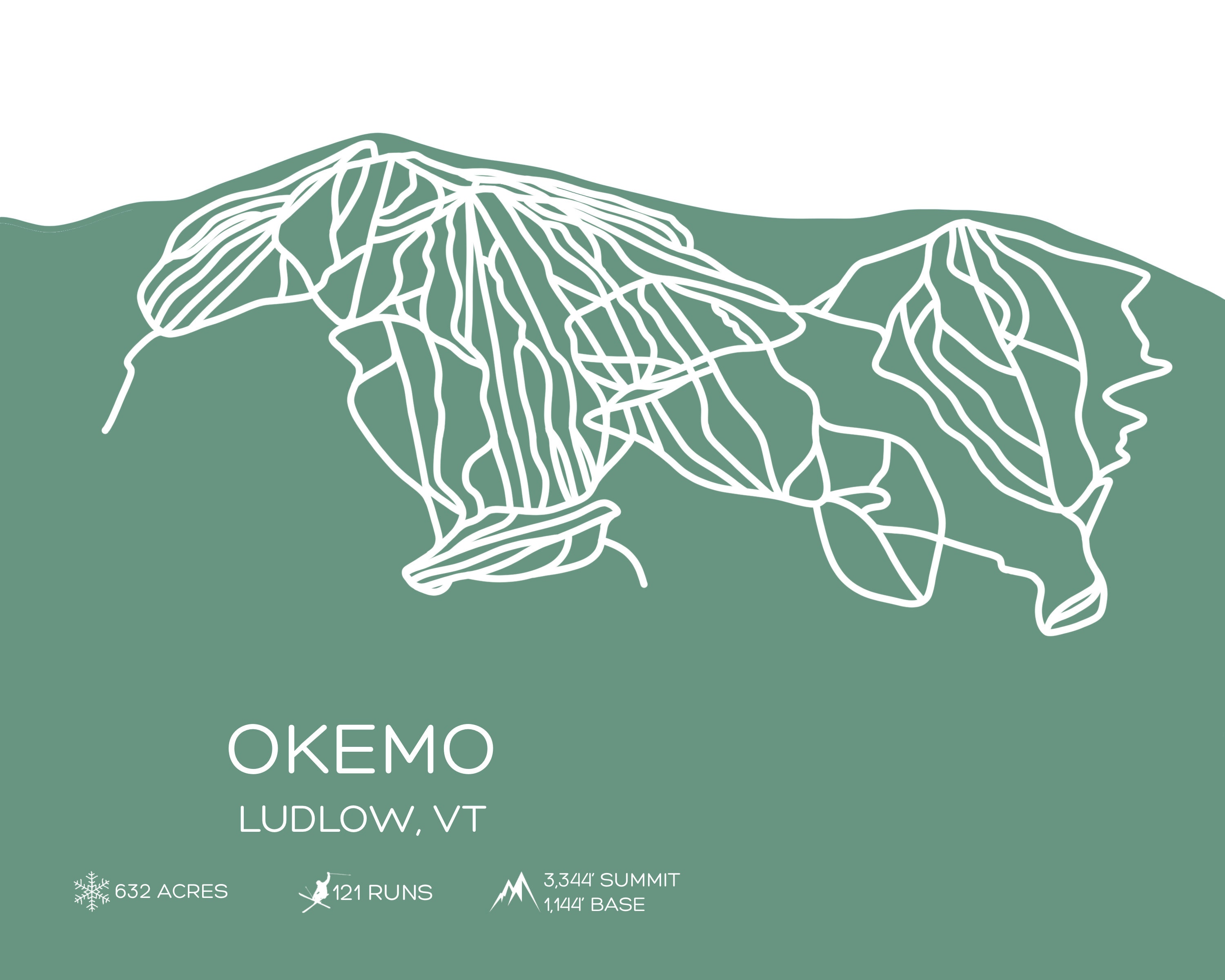 Okemo Ski Trail Map With Color - Etsy