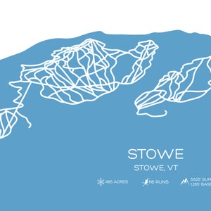 Stowe Ski Trail Map With Color - Etsy