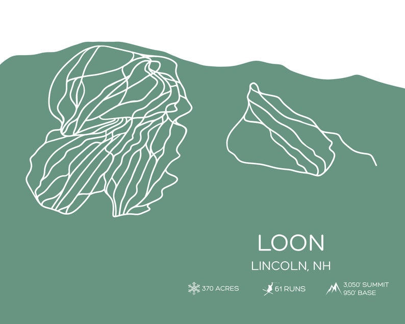 Loon Ski Trail Map With Color - Etsy