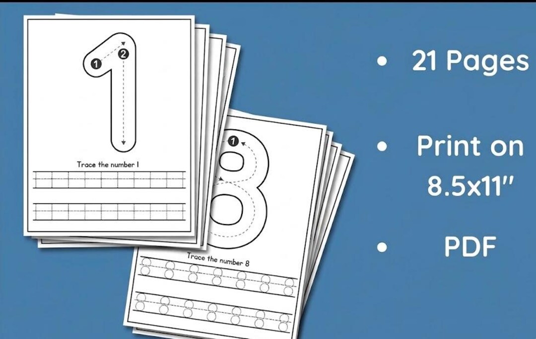 Number Tracing Worksheets 0-20, Preschool Handwriting Practice (PDF) - Etsy