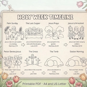 Holy Week Timeline Coloring Page, Easter Bible Story Countdown, Kids ...