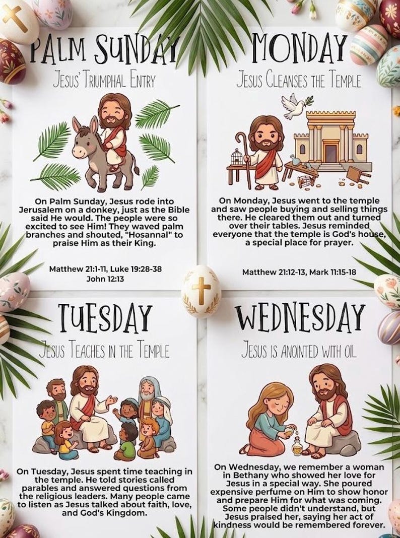 Holy Week Cards for Kids, 2 FREE Coloring Pages, Kids Story Cards ...