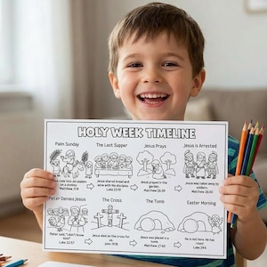 Holy Week Timeline Coloring Page Printable, Easter Bible Story ...